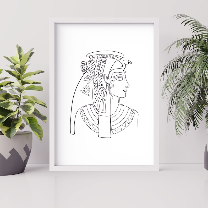 Abstract Cleopatra Ruler Queen Line Drawing, Ancient Egypt Minimal One ...