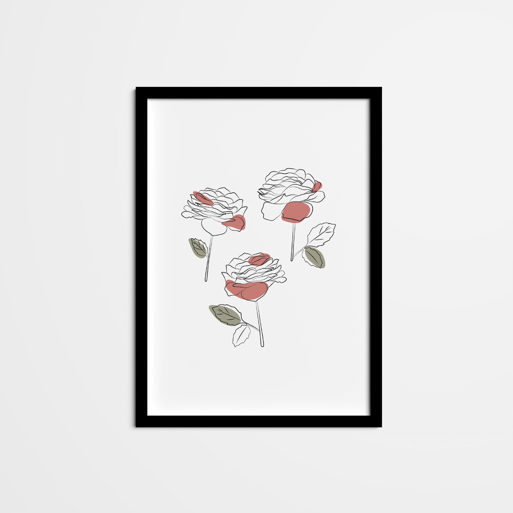 Abstract Roses Line Drawing Poster Flower Minimalist Wall - Etsy