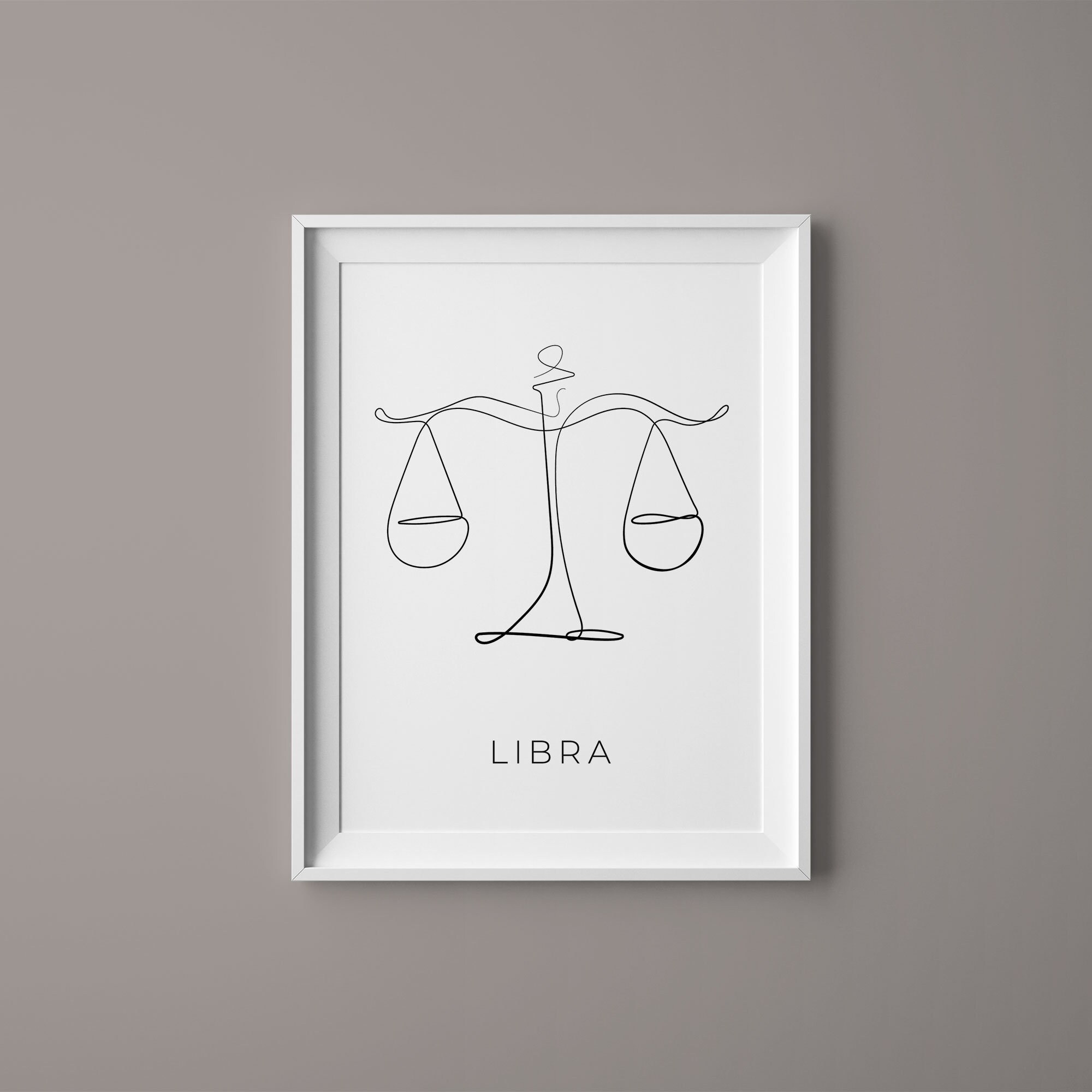 Abstract Libra Line Art Drawing, Horoscope Wall Art, Zodiac Sign ...
