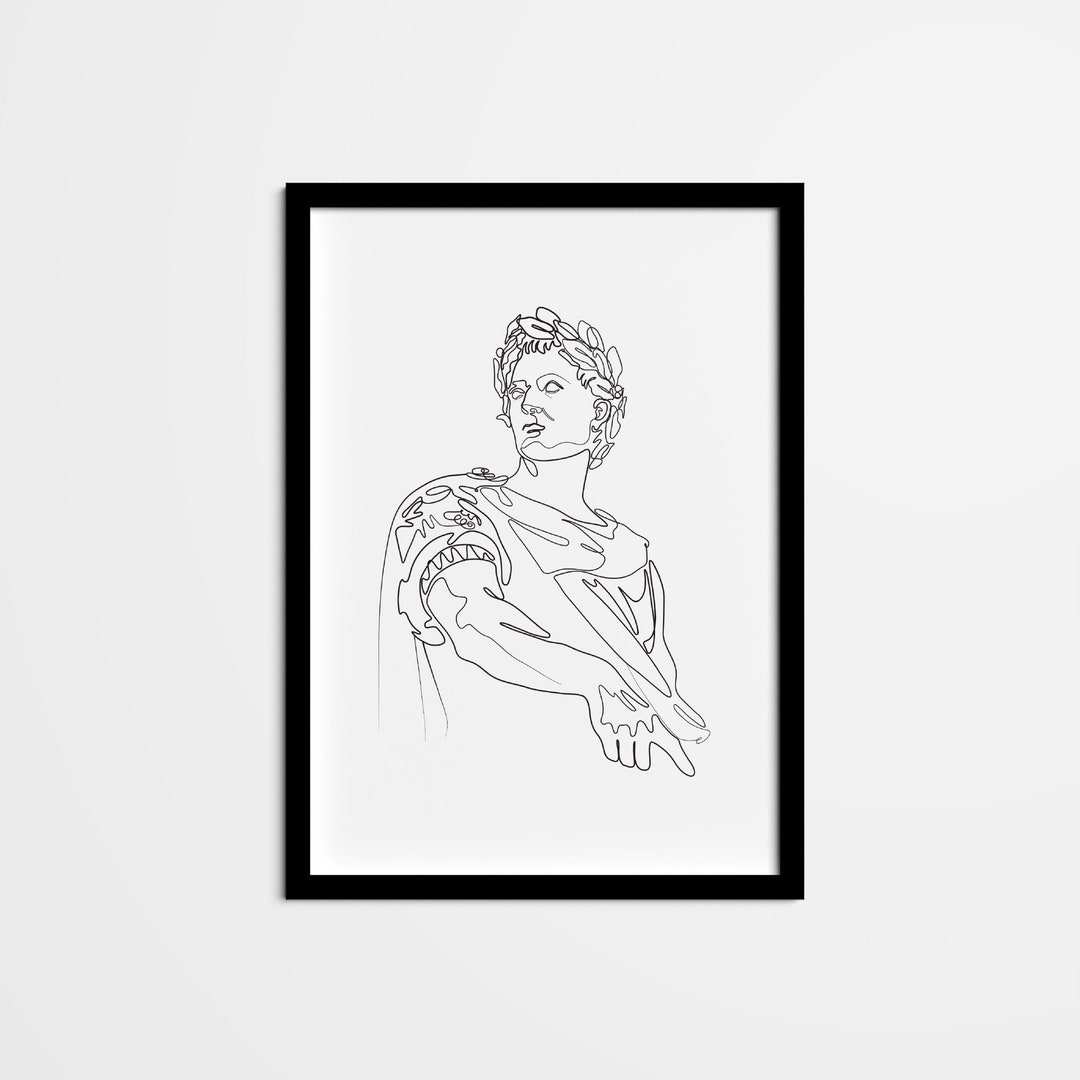 Abstract Julius Caesar Line Drawing, Classic Ancient Rome Aesthetic ...