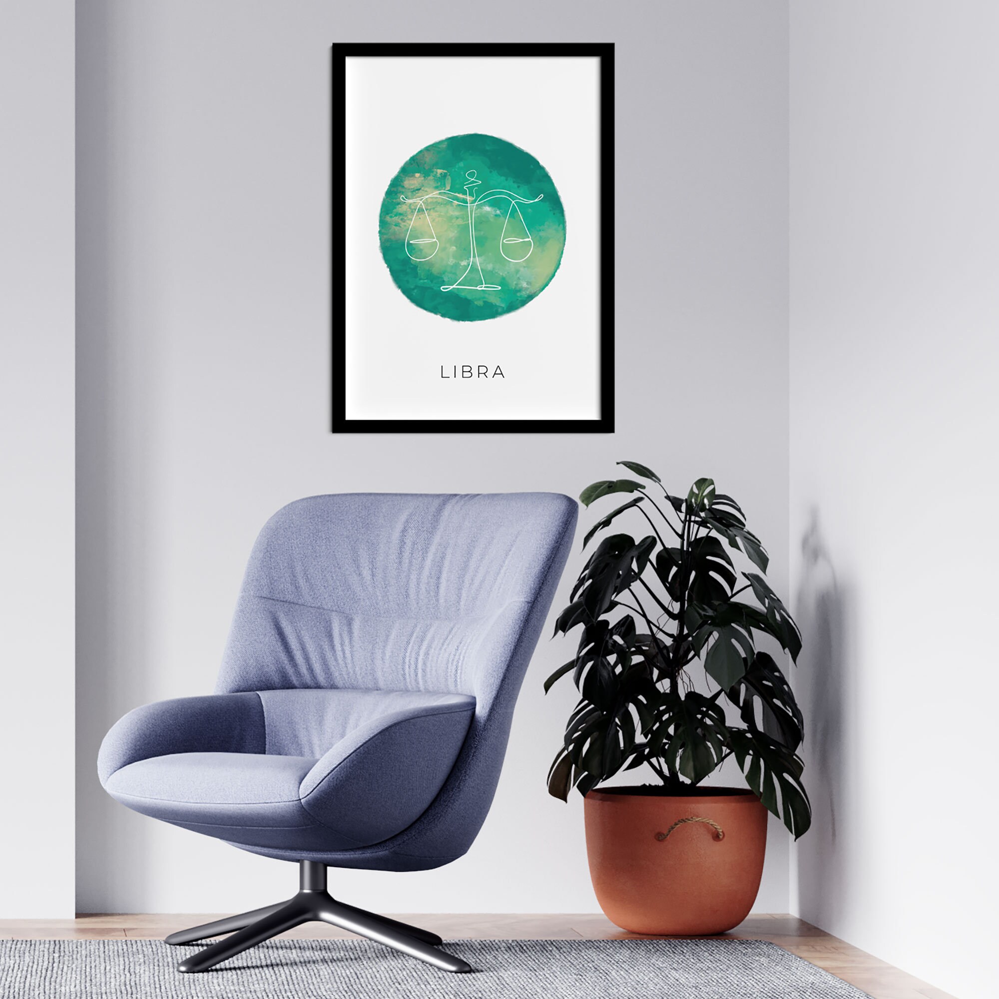 Abstract Libra Line Art Drawing, Horoscope Wall Art, Zodiac Sign ...