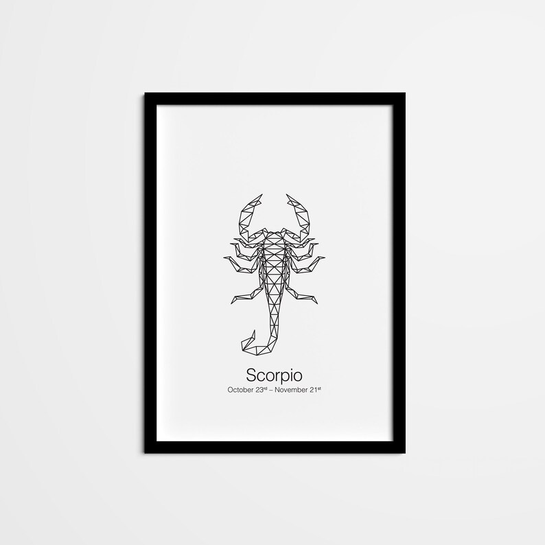 Scorpio Geometric Art Print, Horoscope Home Decor, Zodiac Sign ...