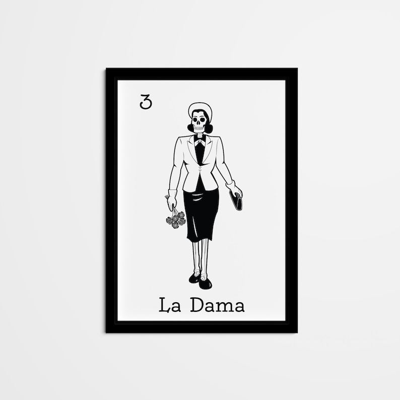 Abstract La Dama Mexican Bingo Wall Decor, Mexican Loteria Home Decor ...