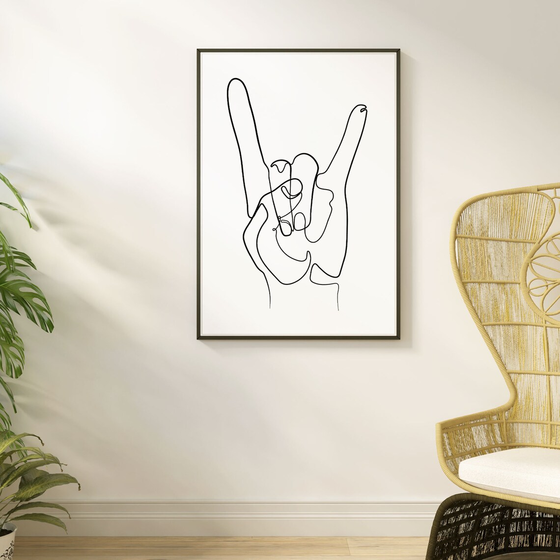 Abstract Rock On Hand Line Drawing Wall Art One Line | Etsy