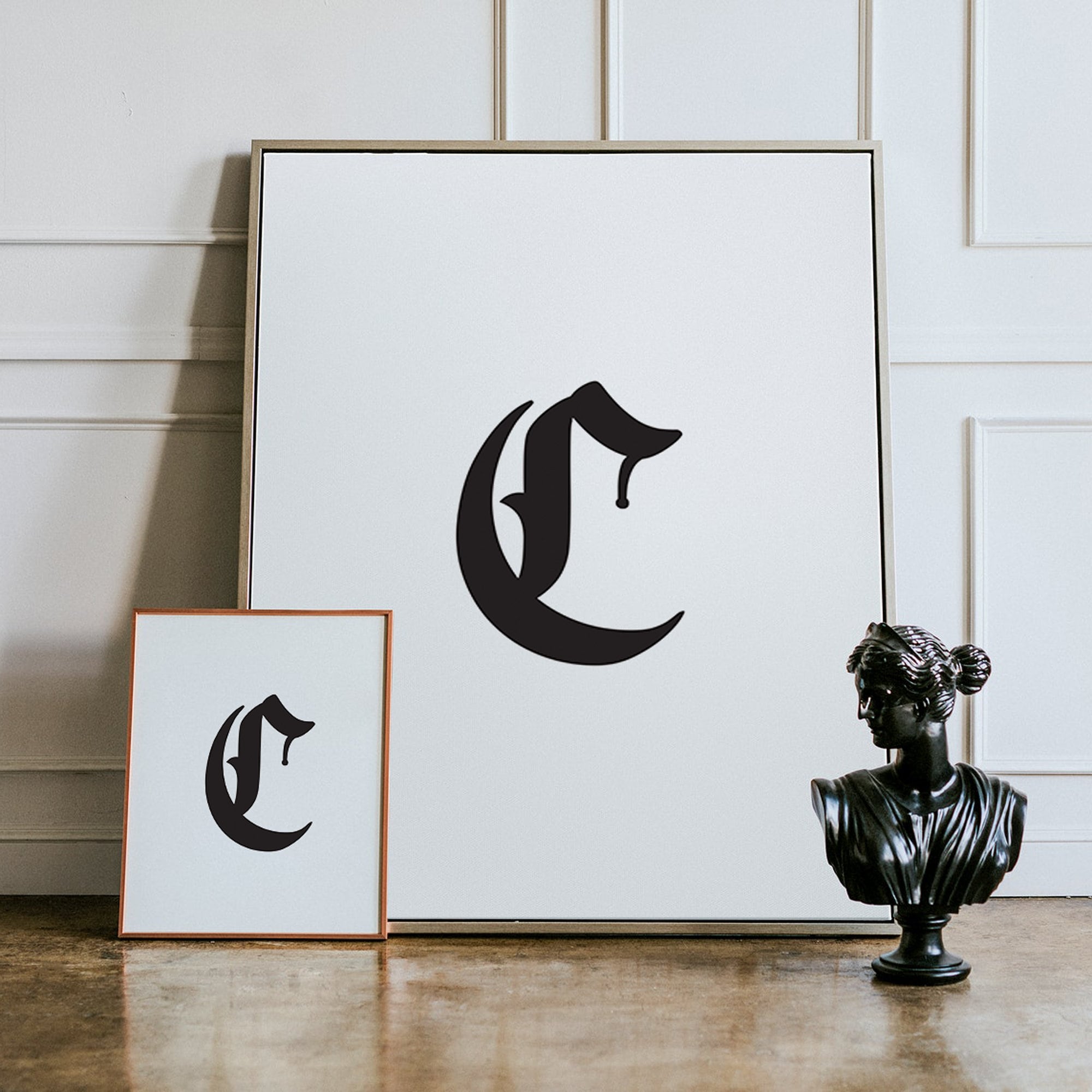 Alphabet Letter C Monogram Initial Wall Art, Minimalist Typography Wall ...