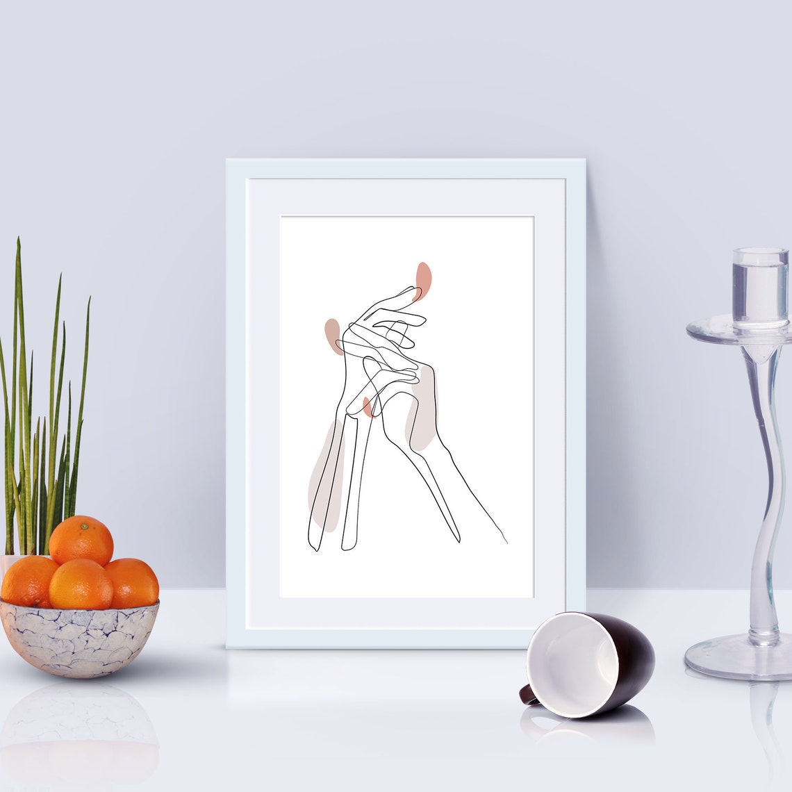 Abstract Woman's Hands Line Drawing Wall Art, One Line Minimalist Wall ...