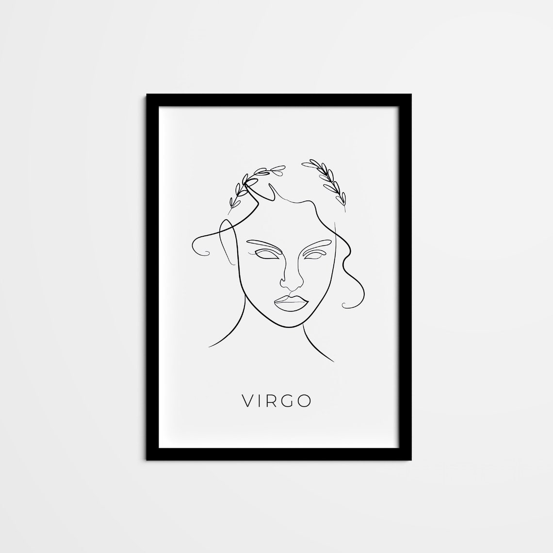 Abstract Virgo Line Art Drawing Horoscope Wall Art Zodiac Etsy