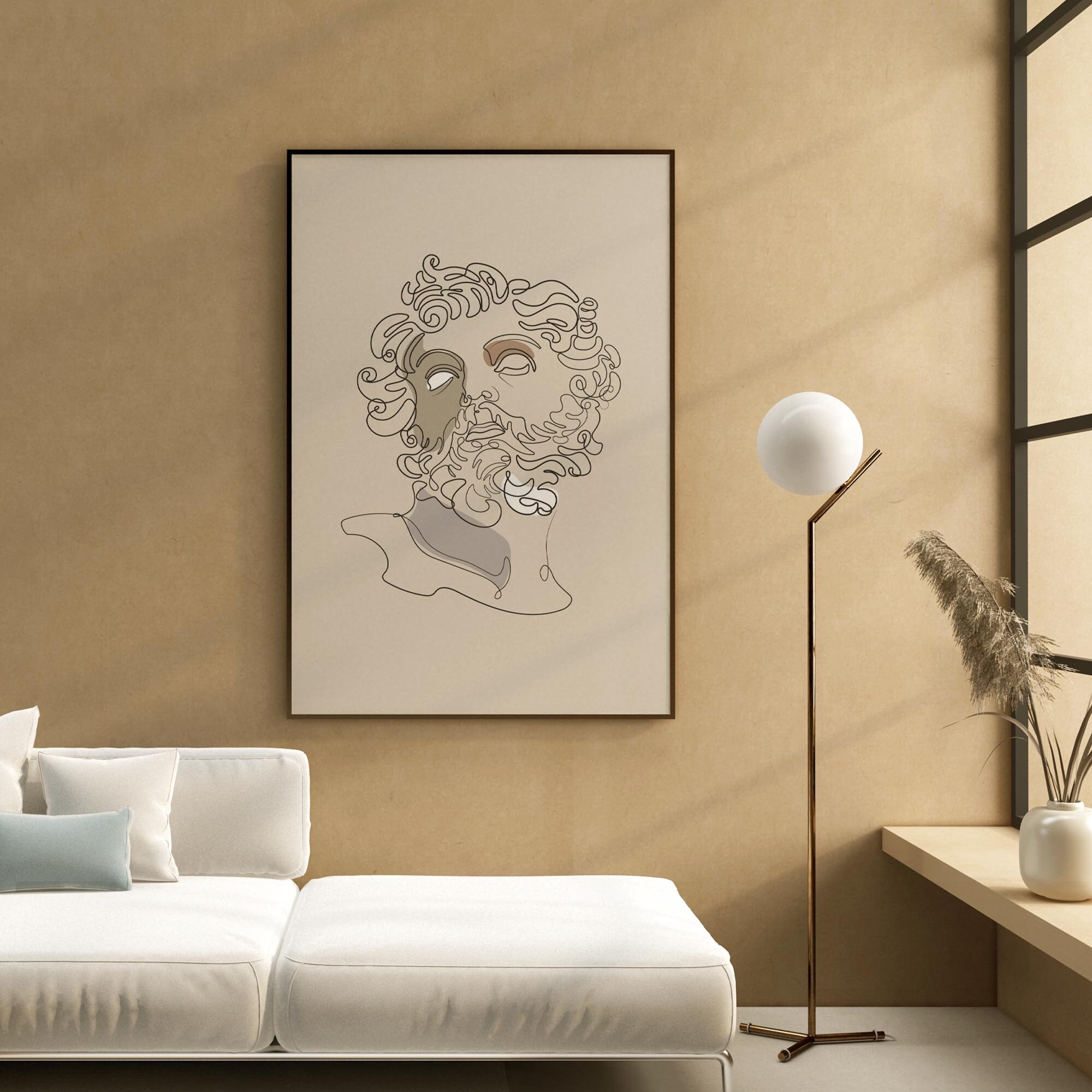 Abstract Zeus Line Drawing, Greek Mythology God of the Sky, Minimal One ...