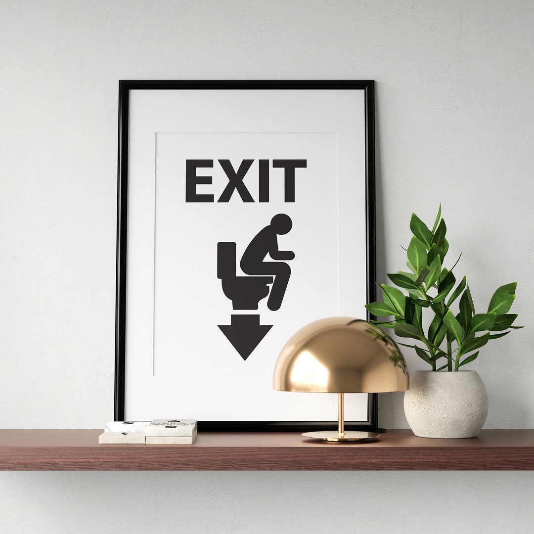 Exit Illustration Wall Art, Adult Humor Printable Poster, Dark Humor ...