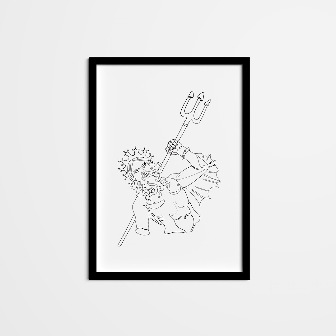 Abstract Zeus Line Drawing, Thunder Greek God Mythology Minimal One ...