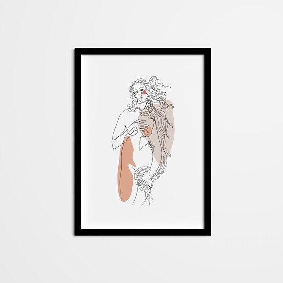 The Birth of Venus Line Drawing Greek Goddess Minimal One | Etsy