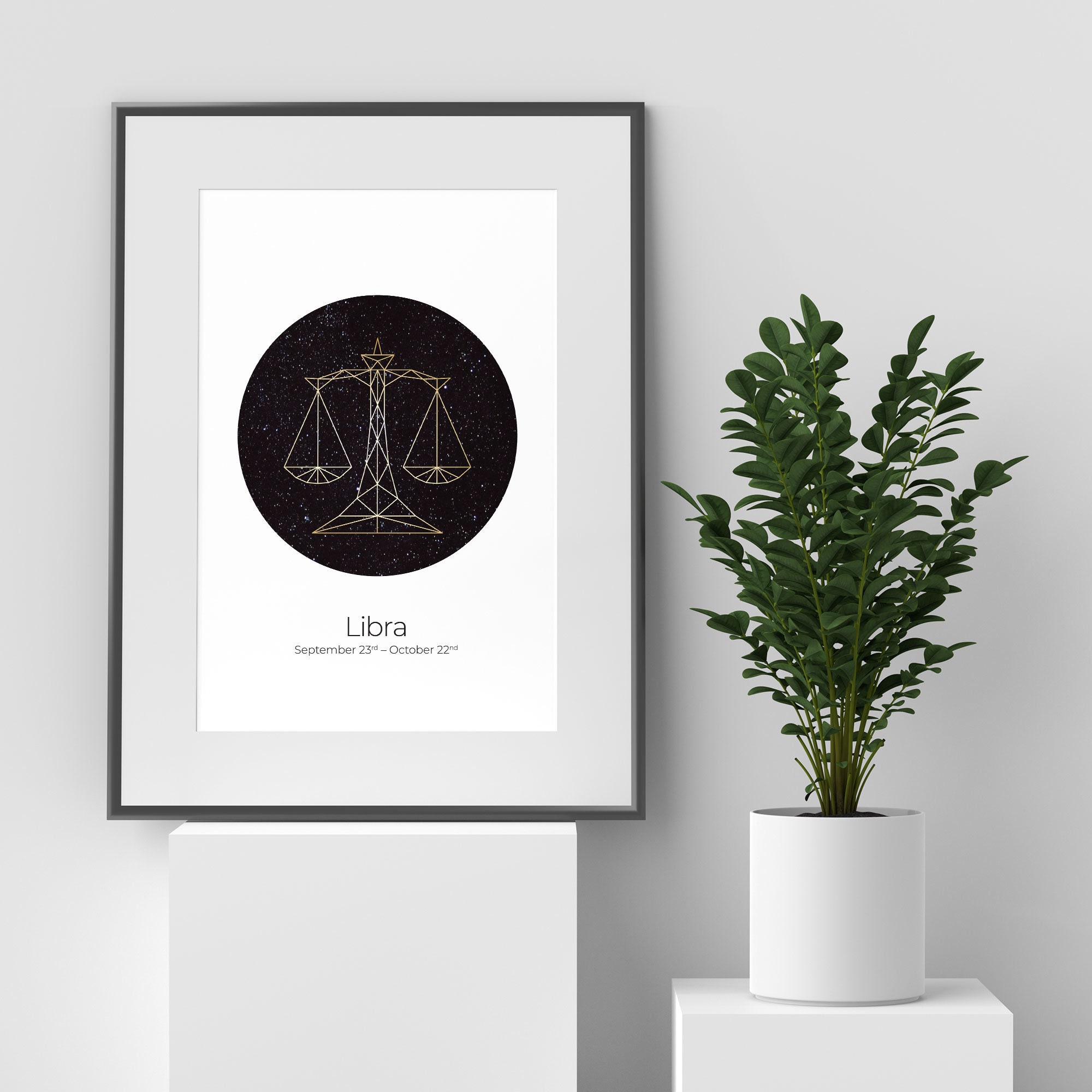 Libra Geometric Art Print, Horoscope Home Decor, Zodiac Sign Printable ...