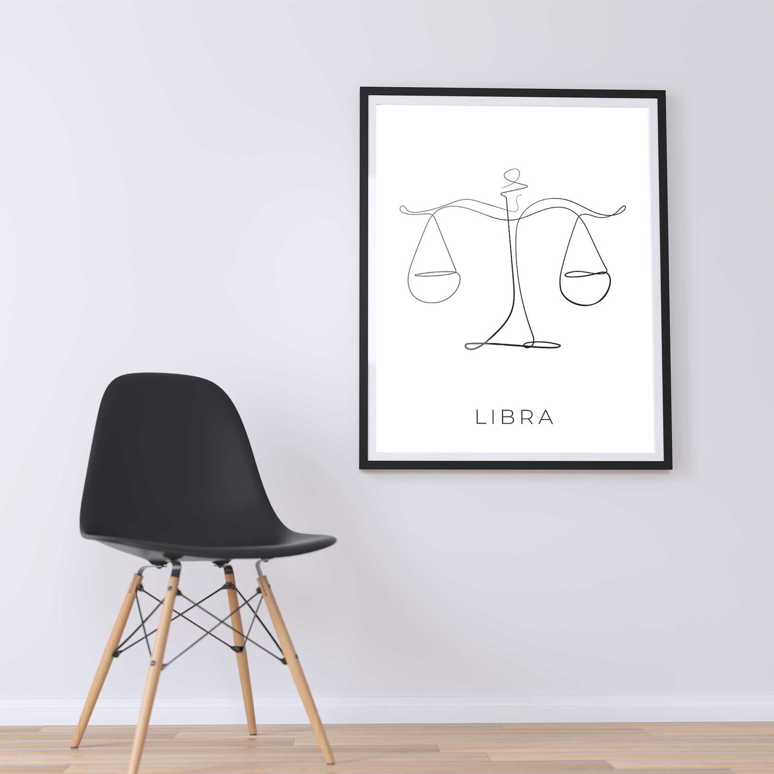 Abstract Libra Line Art Drawing, Horoscope Wall Art, Zodiac Sign ...
