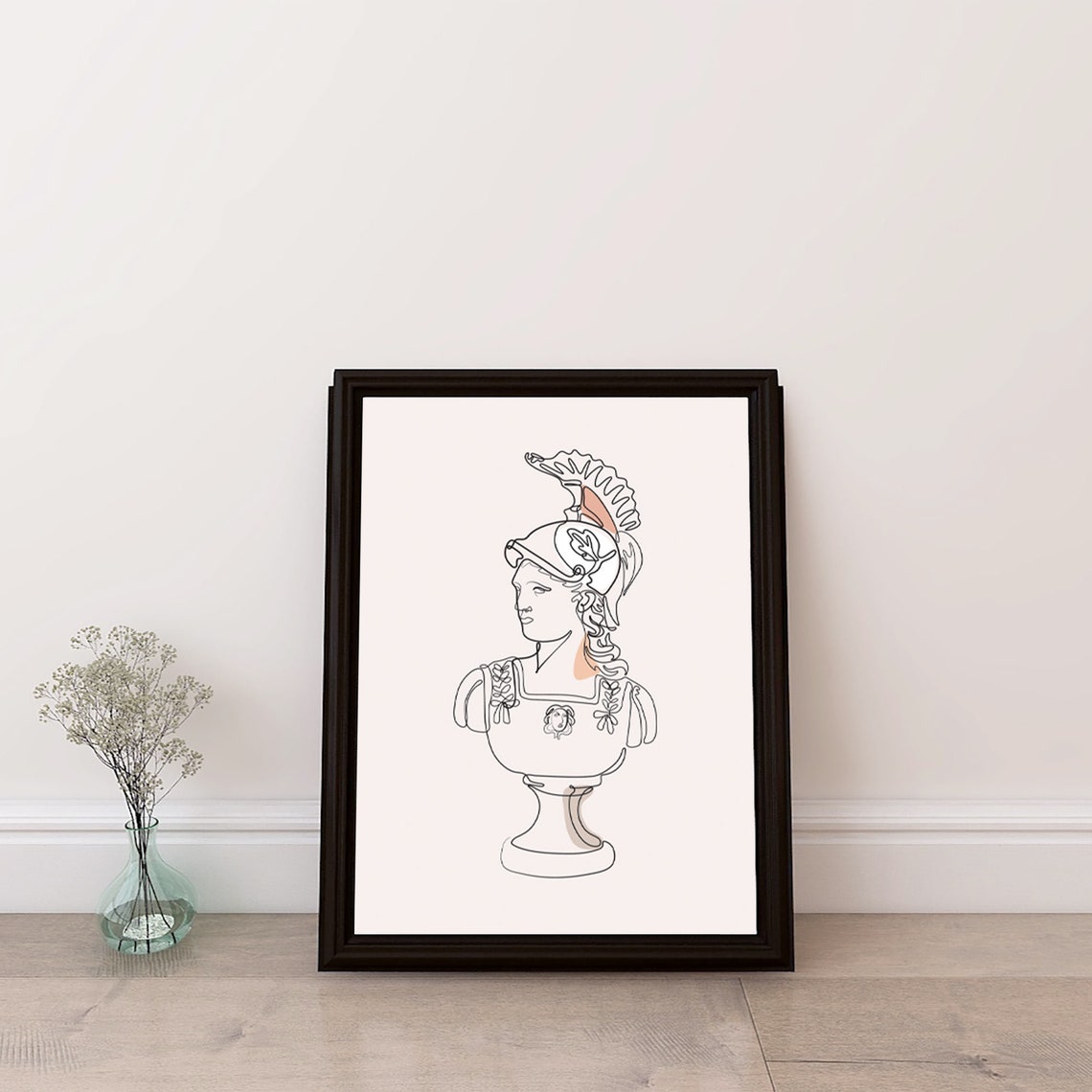 Athena Bust Line Art Print, Greek Mythology Minimalist Decor (digital ...