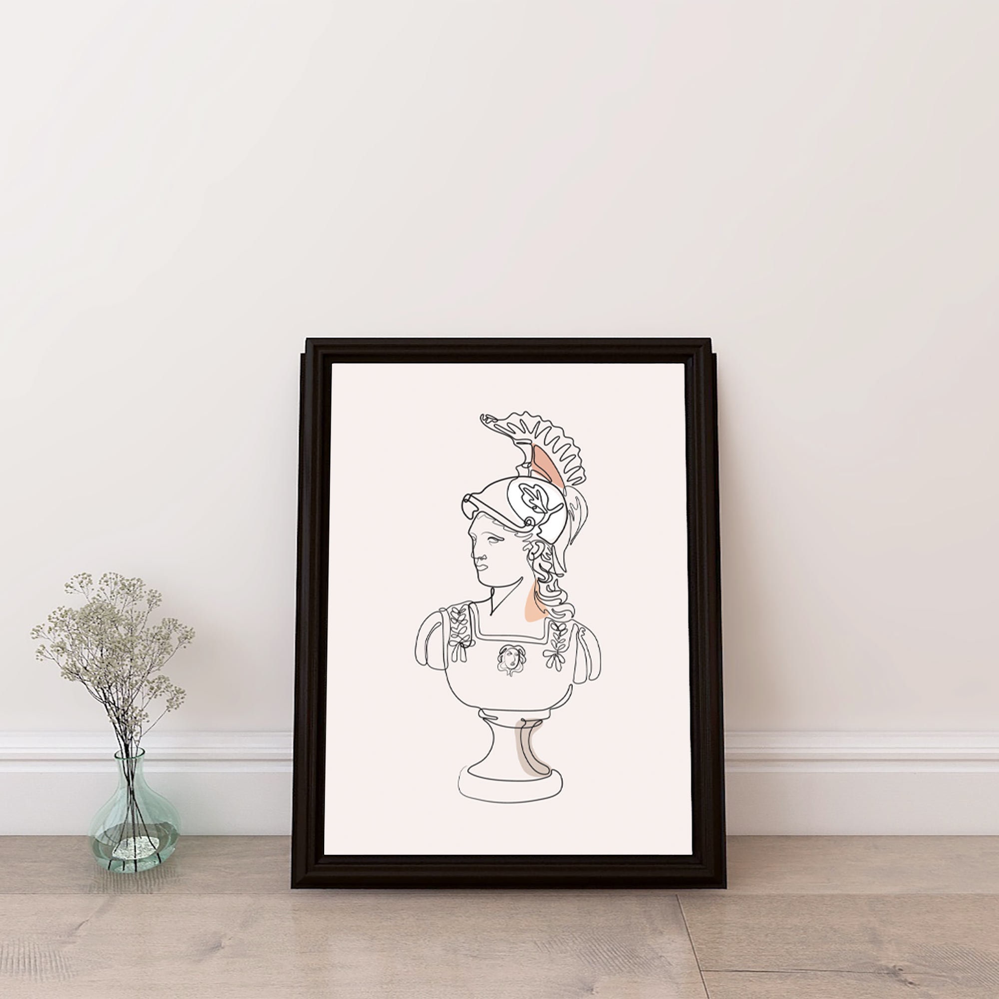 Abstract Athena's Bust Line Drawing, Greek Goddess Mythology Minimal ...