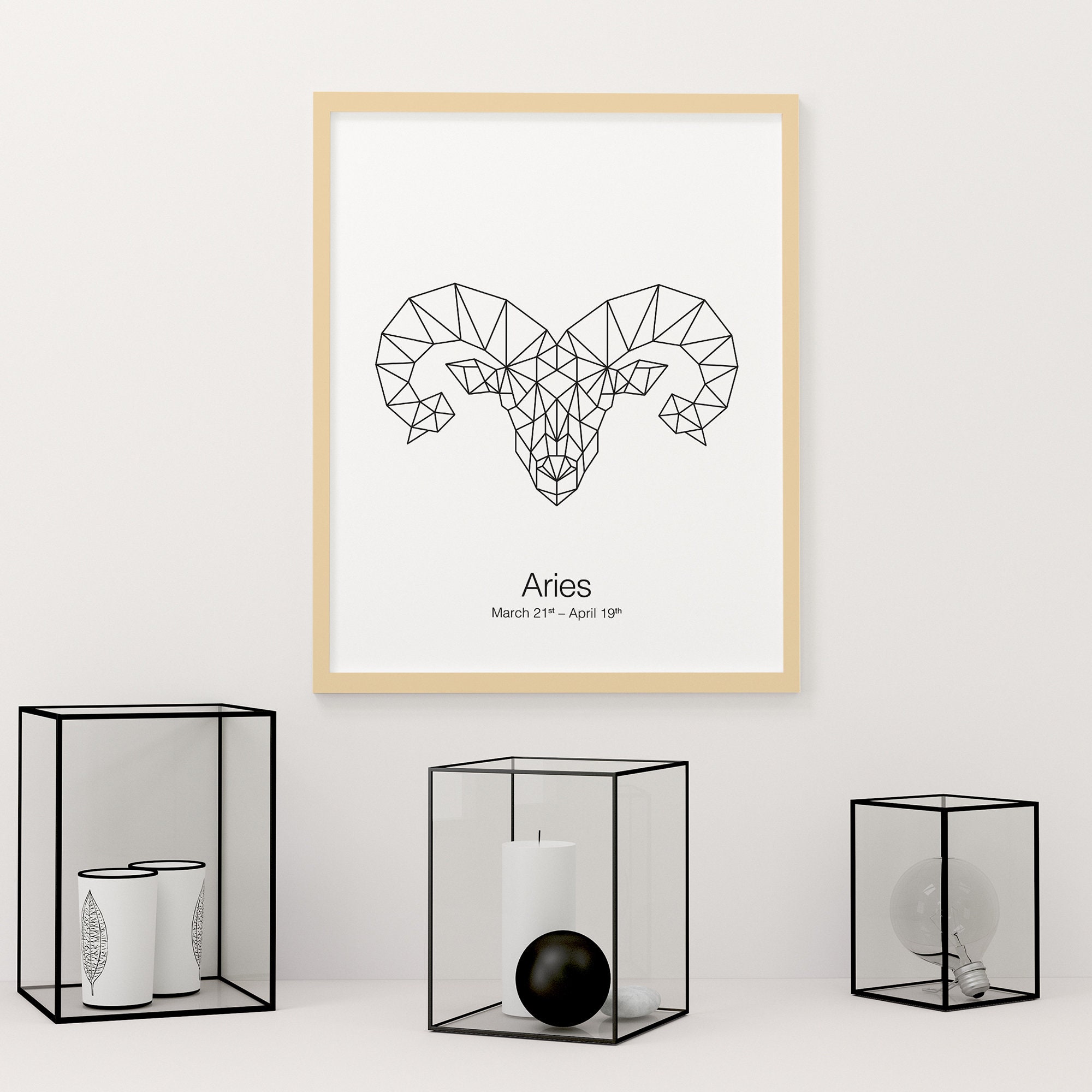 Aries Geometric Art Print Arte del Horóscopo Signo del - Etsy España