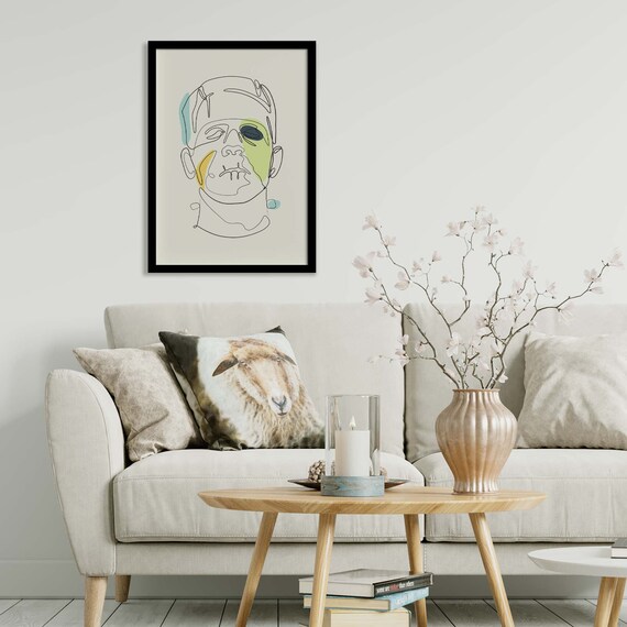 Abstract Frankenstein Line Art Wall Decor Minimalist One | Etsy