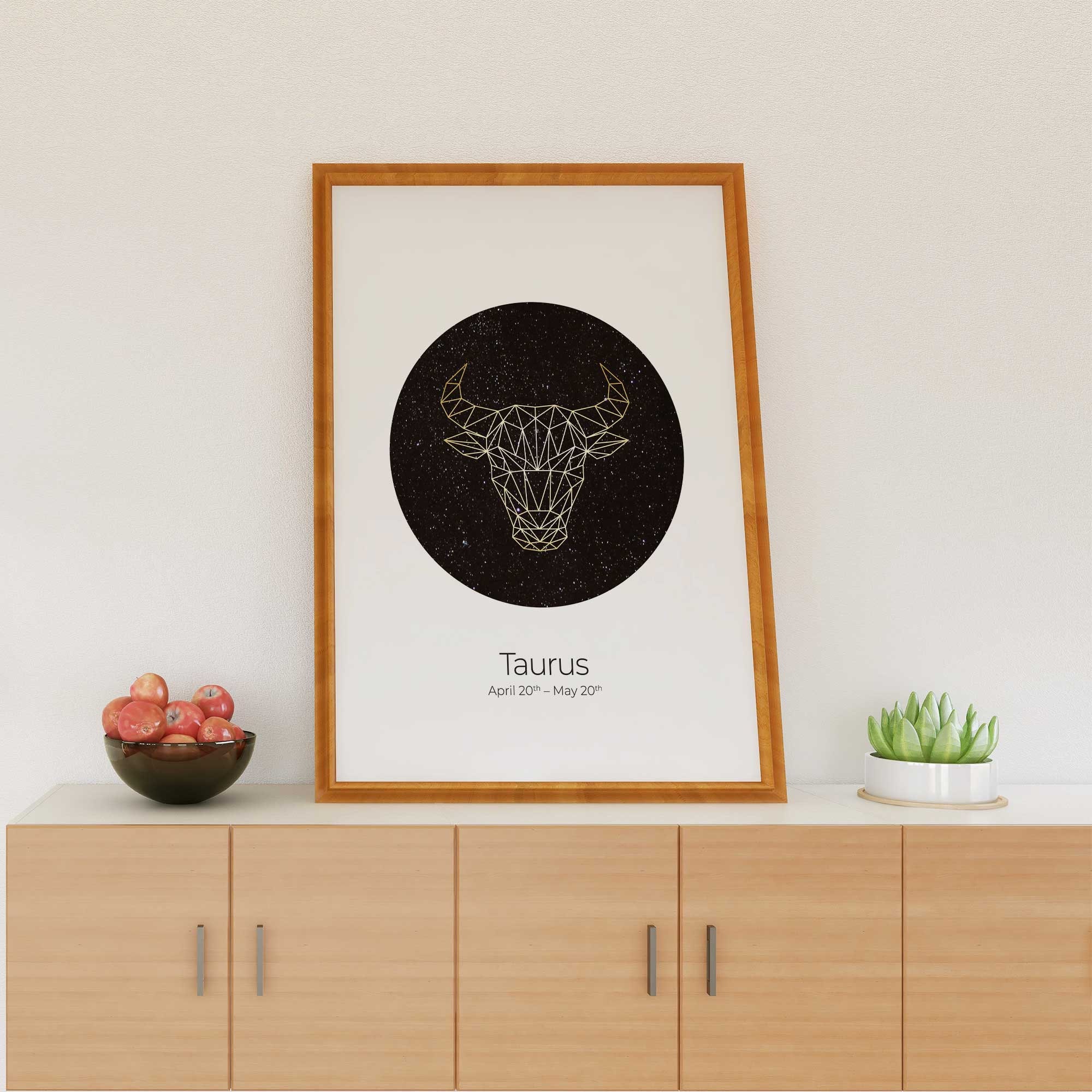 Taurus Geometric Art Print, Horoscope Home Decor, Zodiac Sign Printable ...