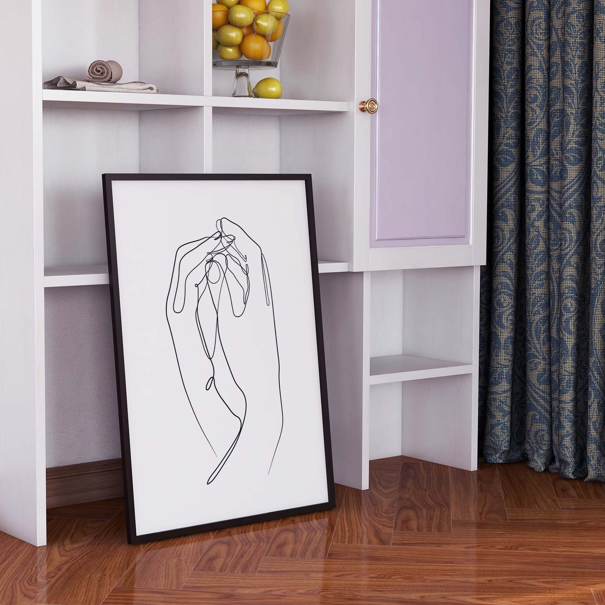 Abstract Hands Line Drawing Wall Art, One Line Minimalist Wall Decor ...