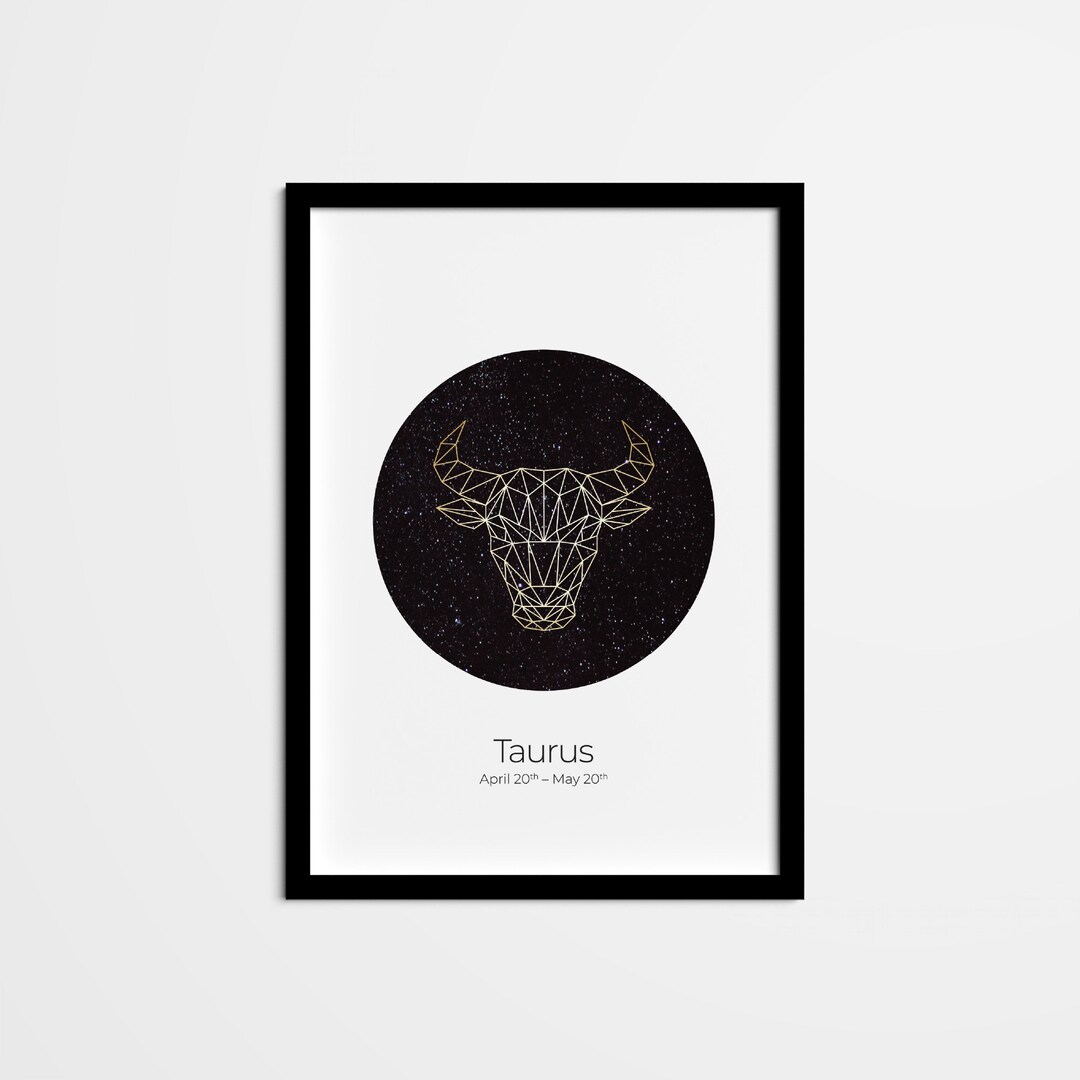 Taurus Geometric Art Print, Horoscope Home Decor, Zodiac Sign Printable ...