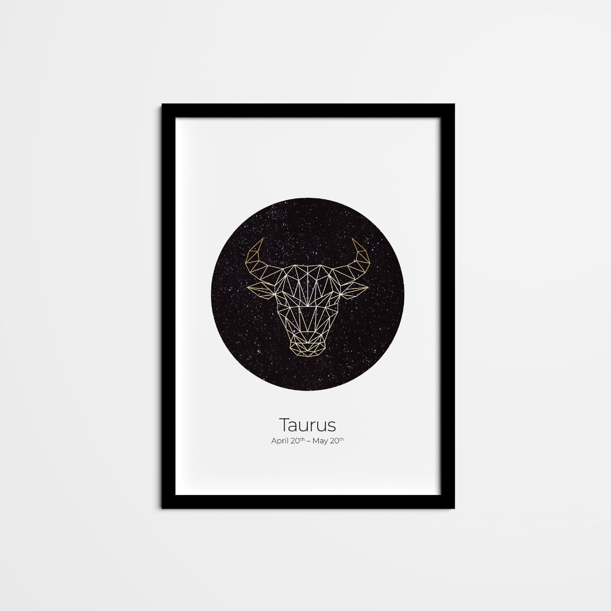 Taurus Geometric Art Print, Horoscope Home Decor, Zodiac Sign Printable ...