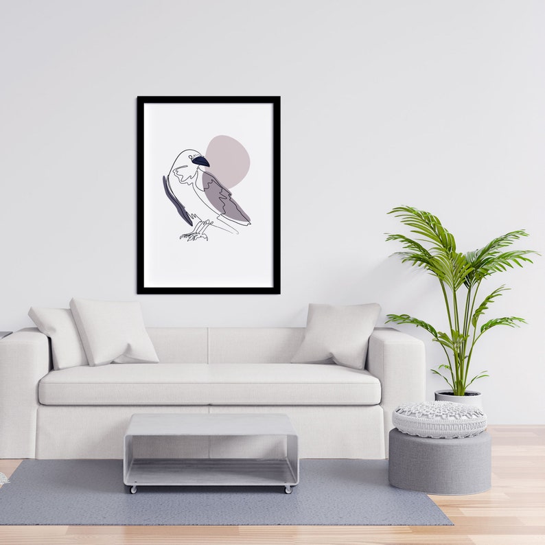 Abstract Crow Line Drawing Wall Art, One Line Minimalist Home Decor ...