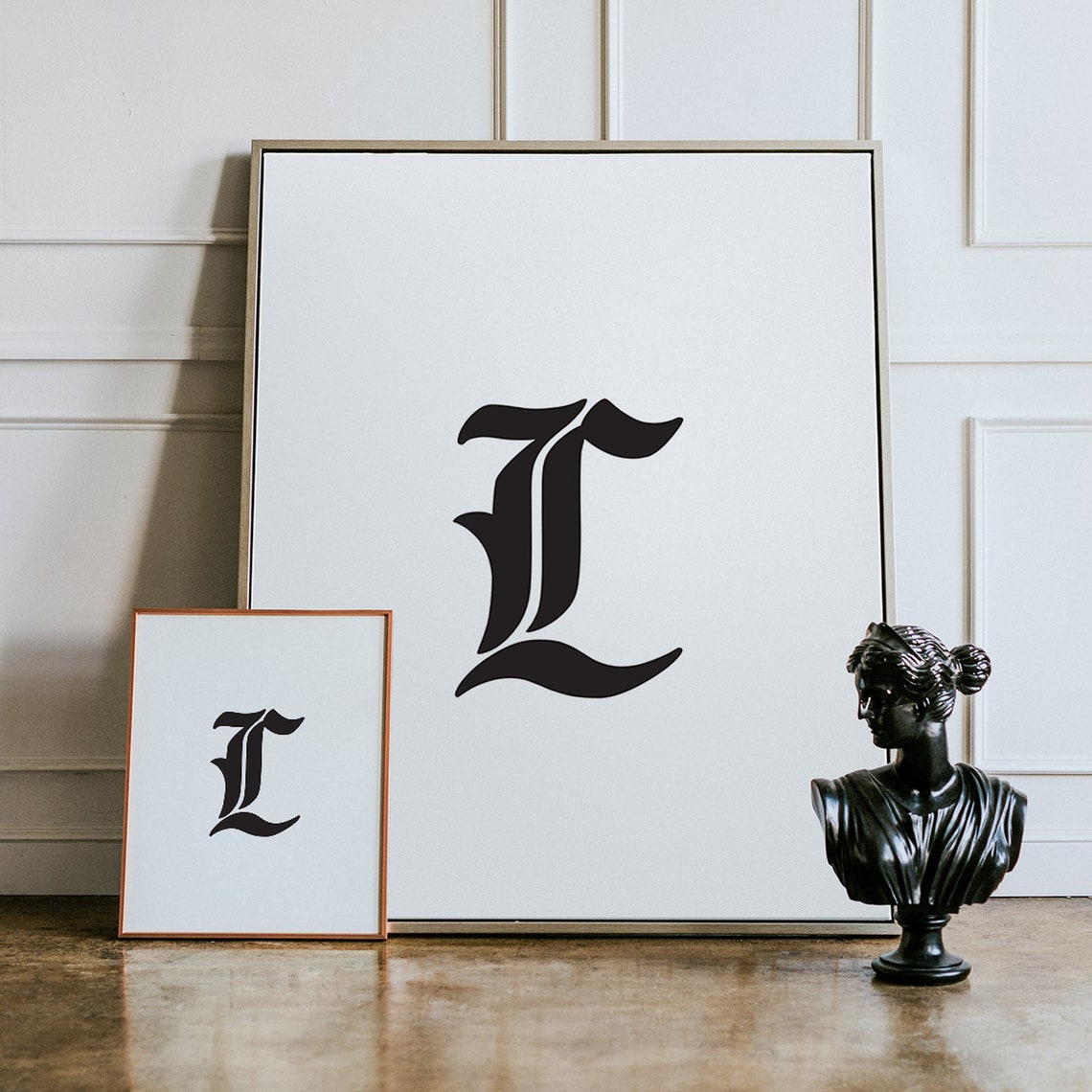Blackletter Letter L Monogram Print, Initial Wall Art (digital Download ...