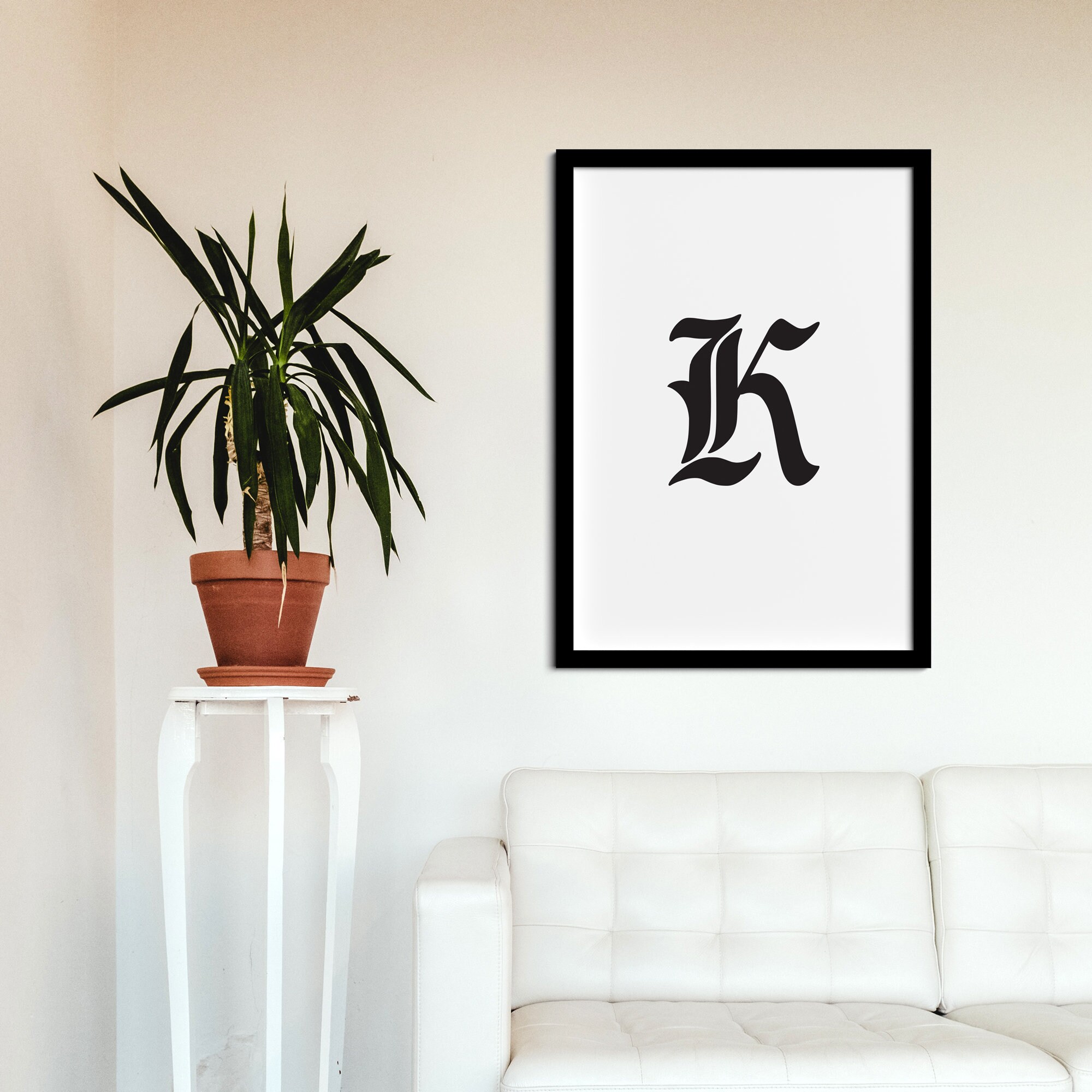 Blackletter Letter L Monogram Print, Initial Wall Art (digital Download ...