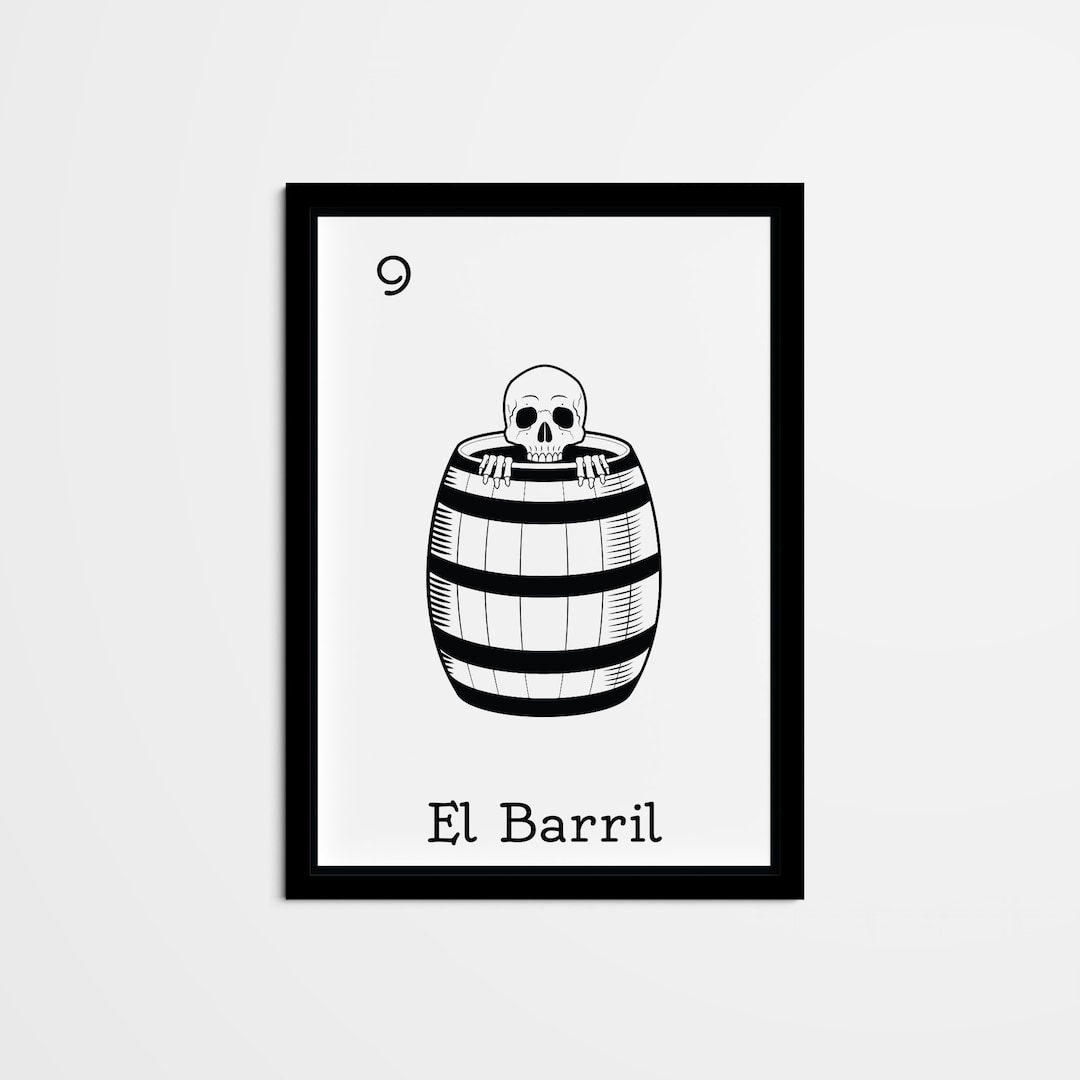 El Barril Mexican Bingo Print, Black and White Wall Art (digital ...