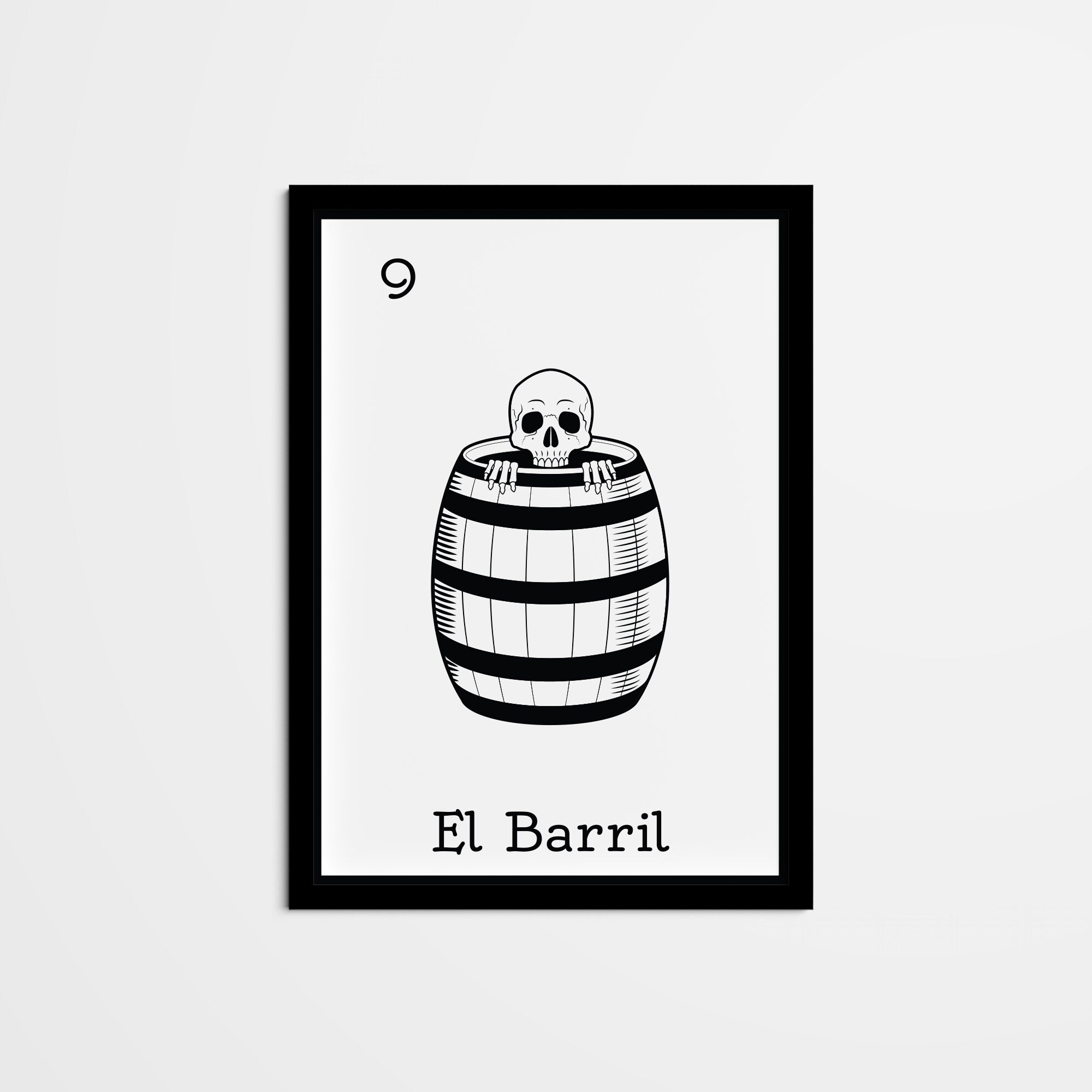 El Barril Mexican Bingo Print, Black and White Wall Art (digital ...