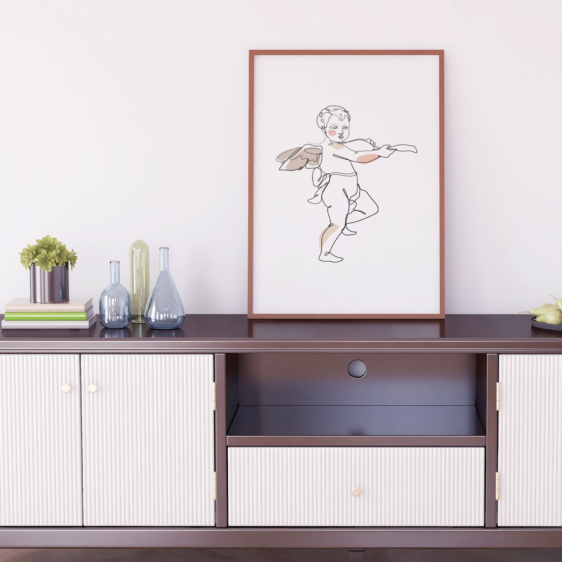 Abstract Cherub Line Drawing Angel Minimal One Line Wall Art - Etsy