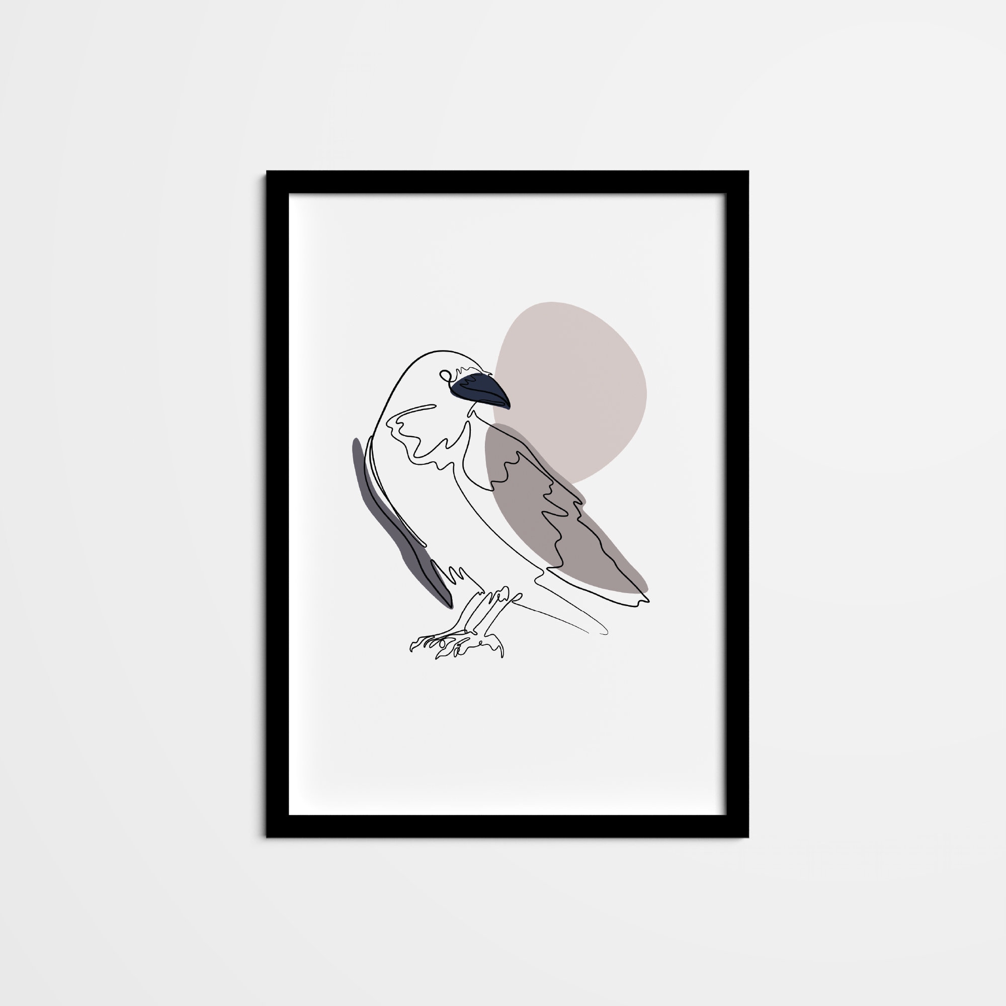 Abstract Crow Line Drawing Wall Art, One Line Minimalist Home Decor ...