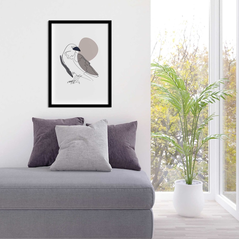 Abstract Crow Line Drawing Wall Art, One Line Minimalist Home Decor ...