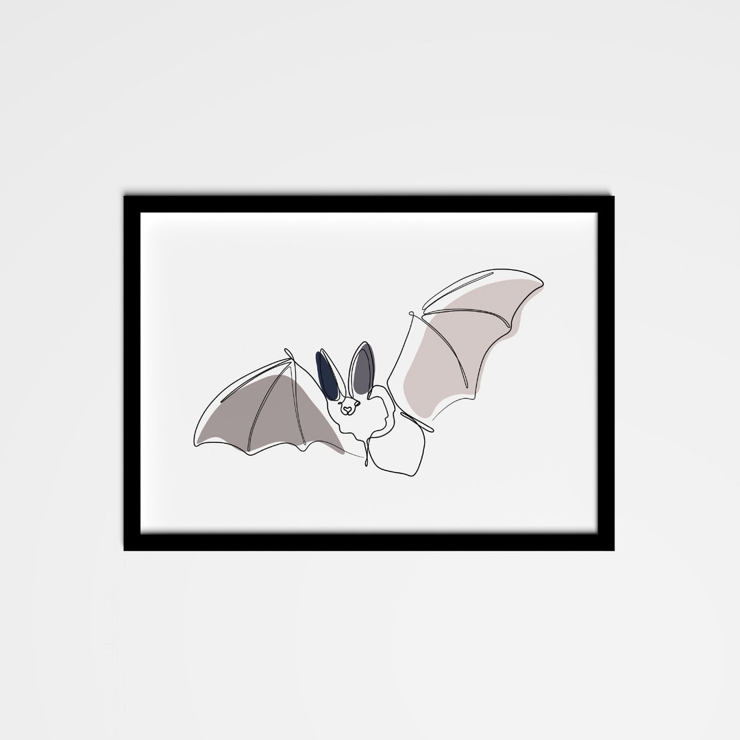 Abstract Bat Line Art Print, Minimalist Home Decor (digital Download ...