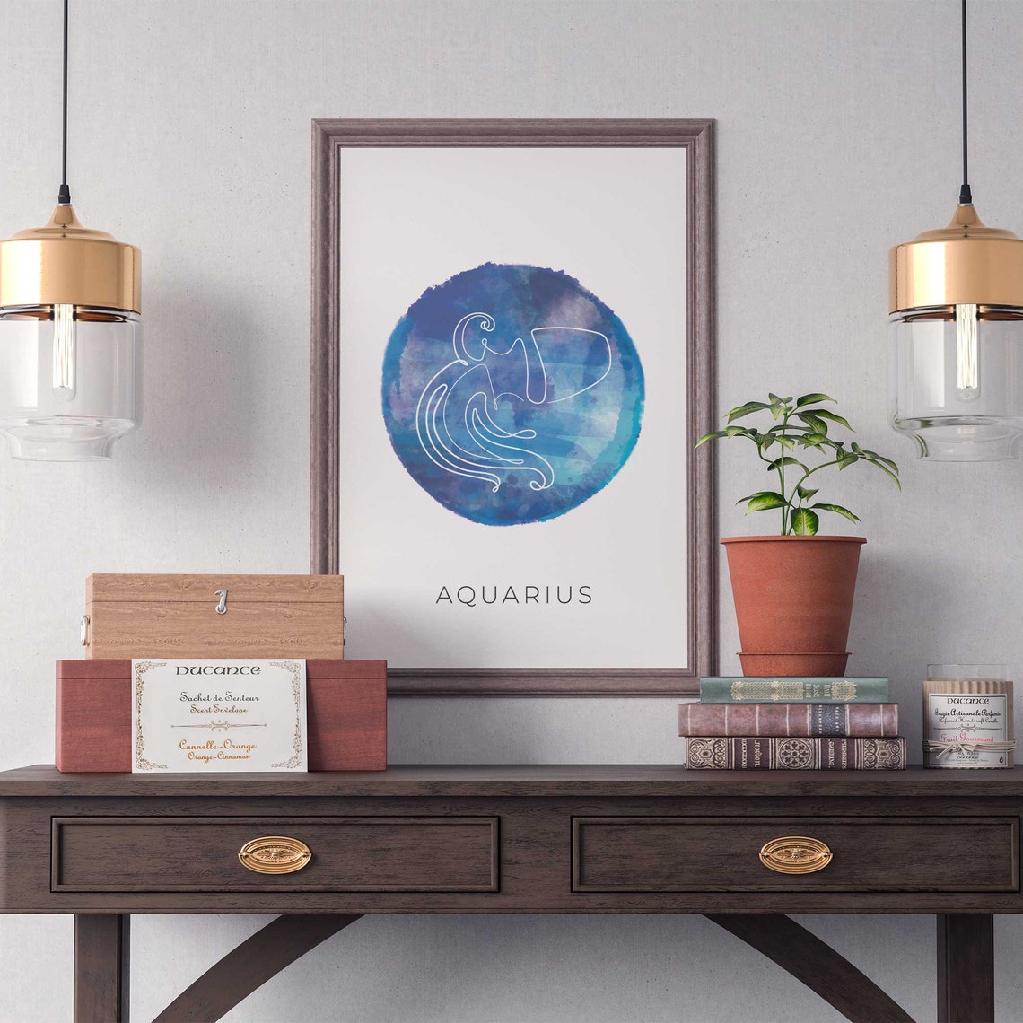 Abstract Aquarius Line Art Drawing Horoscope Wall Art Zodiac - Etsy