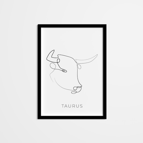 Abstract Taurus Line Art Drawing Horoscope Wall Art Zodiac | Etsy