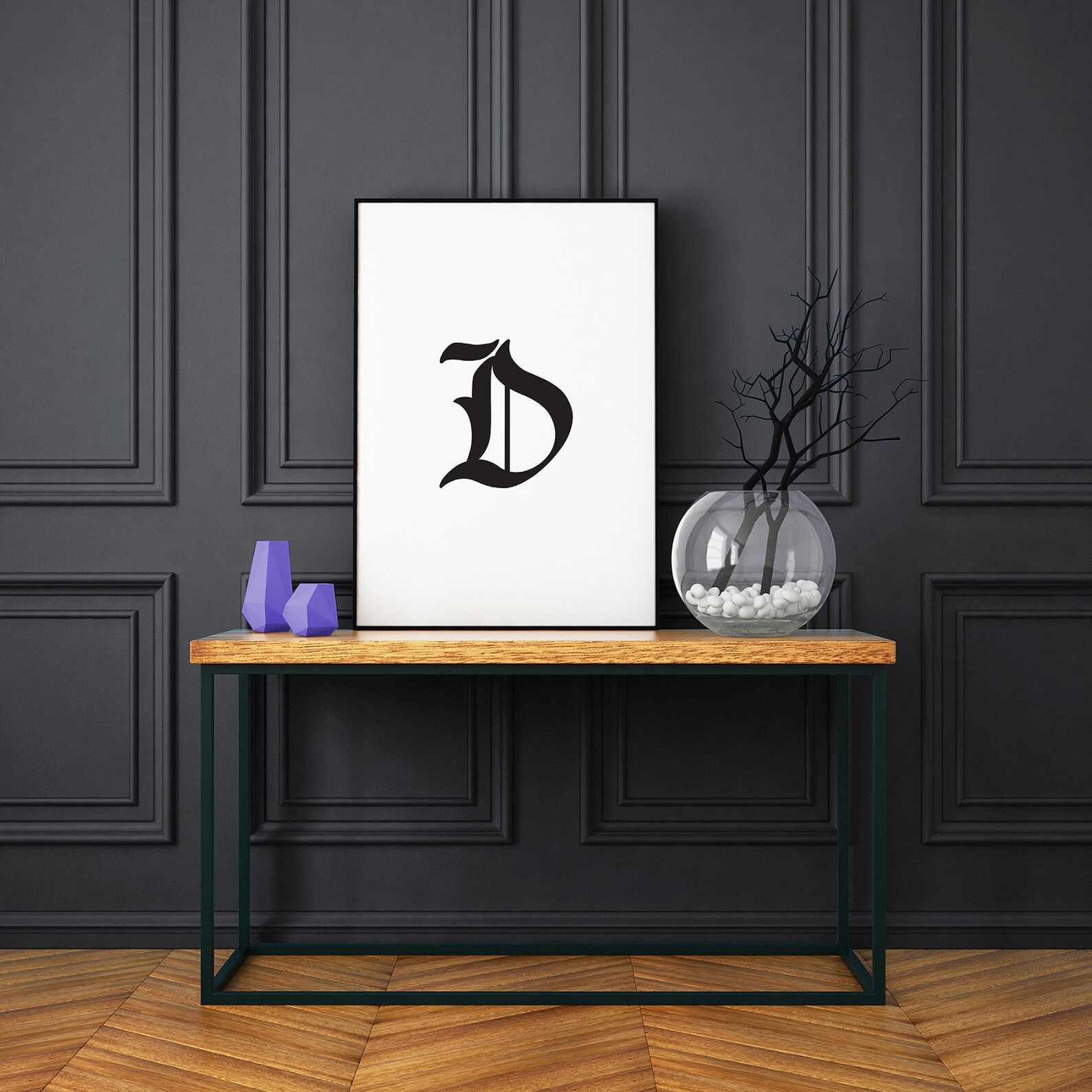 Blackletter Letter D Print, Minimalist Monogram Art (digital Download ...