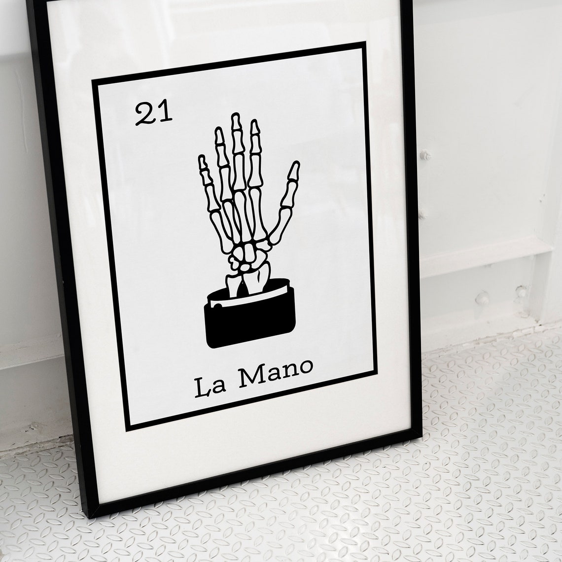 La Mano Mexican Loteria Art Print, Black and White Bingo Decor (digital ...