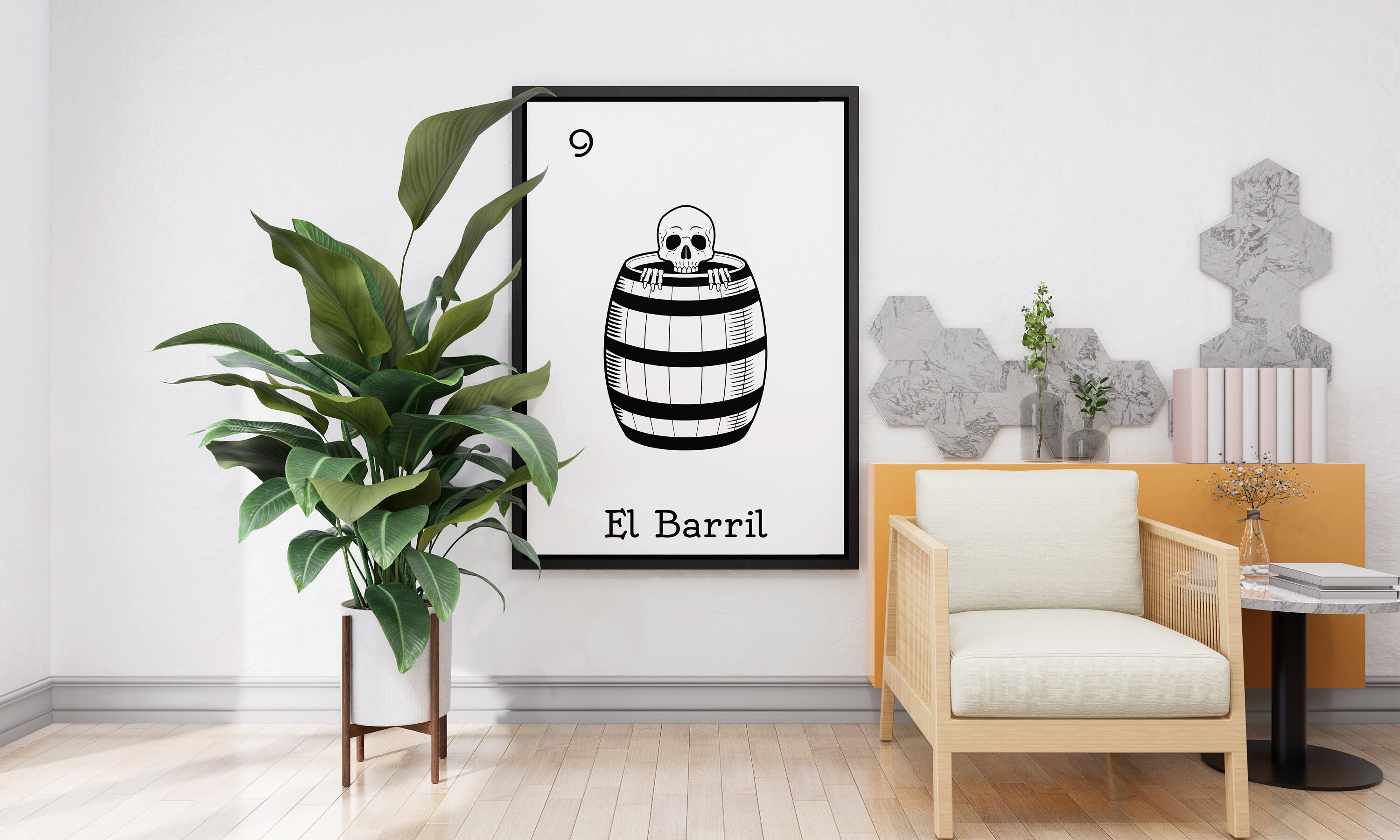 El Barril Mexican Bingo Print, Black and White Wall Art (digital ...