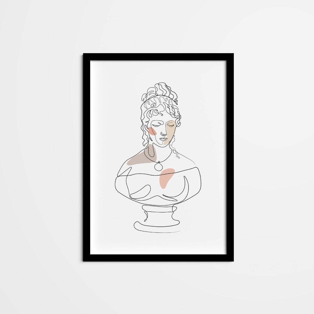 Abstract Bust of a Woman Line Drawing, Antonio Tantardini Greek ...