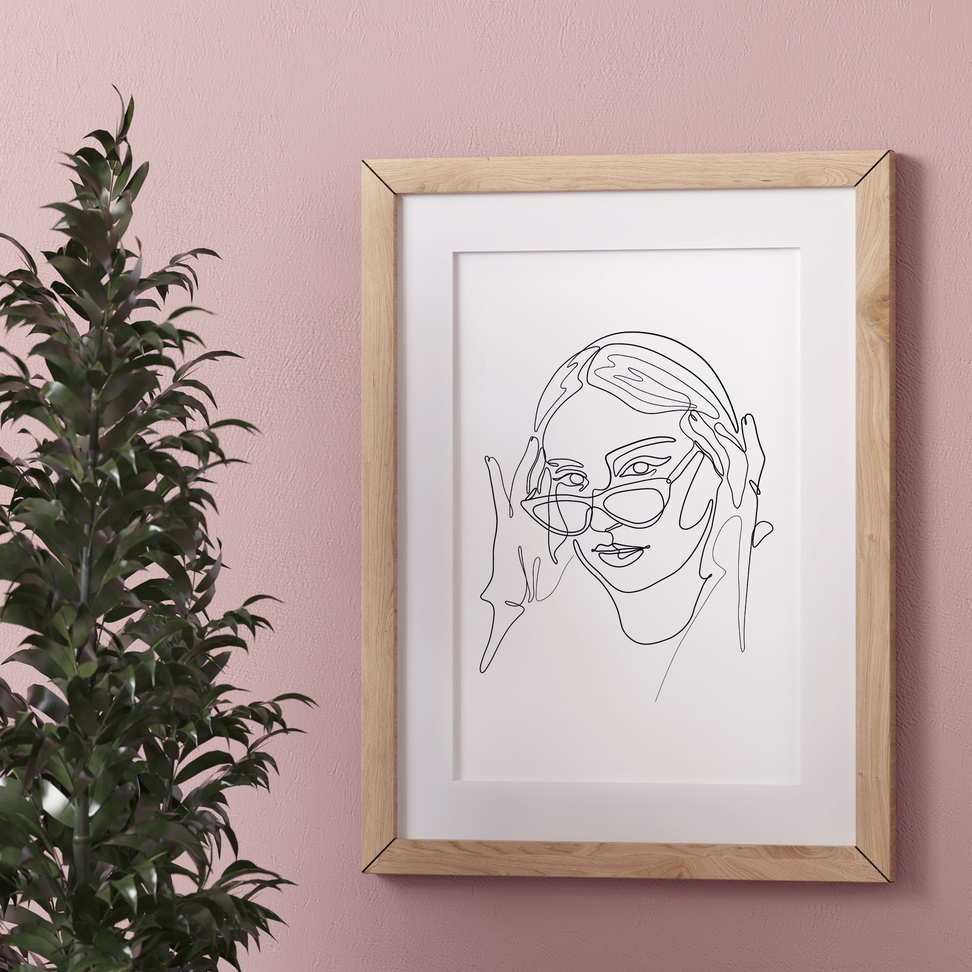 Abstract Line Drawing Woman Body Art Print Face Silhouette Wall Poster ...