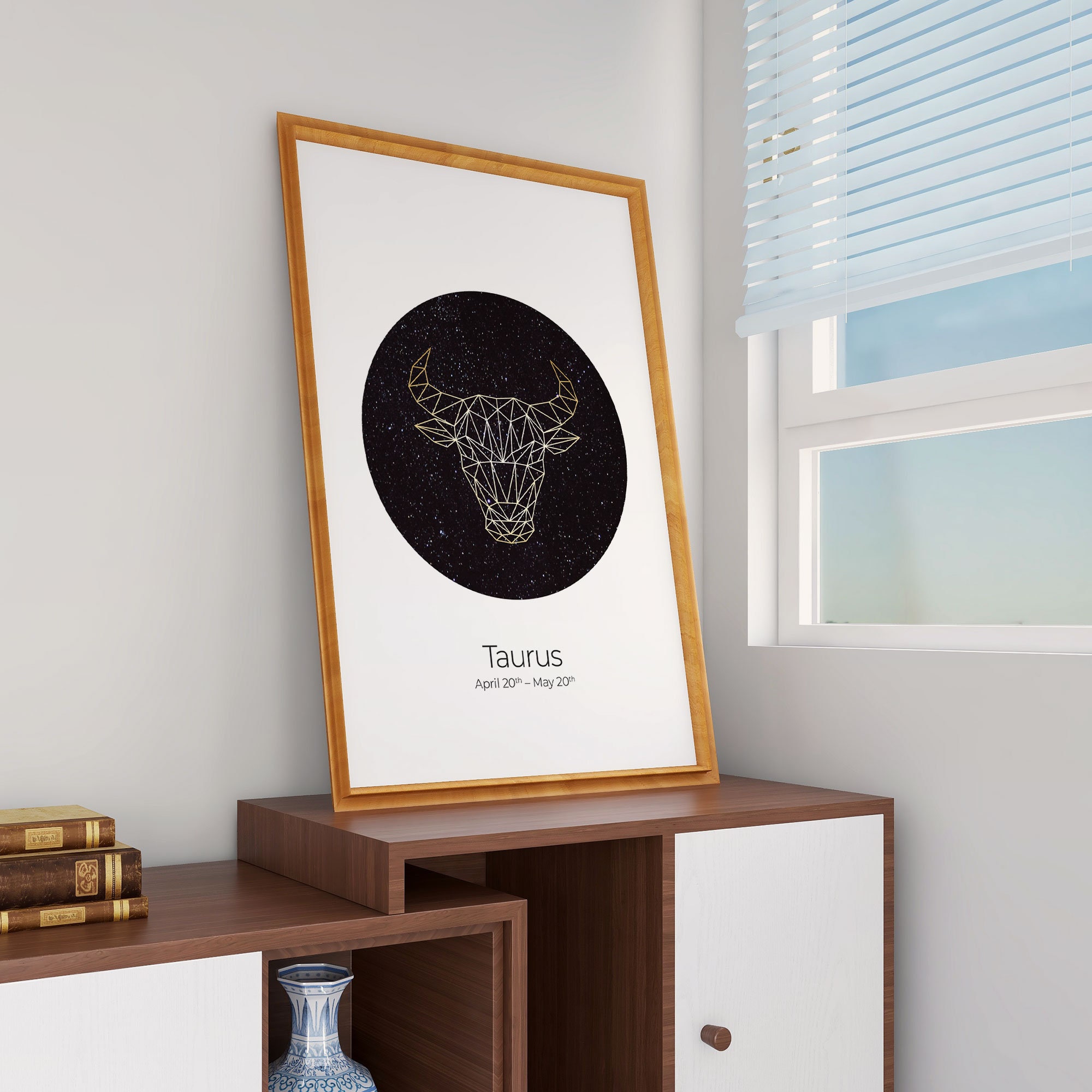 Taurus Geometric Art Print, Horoscope Home Decor, Zodiac Sign Printable ...