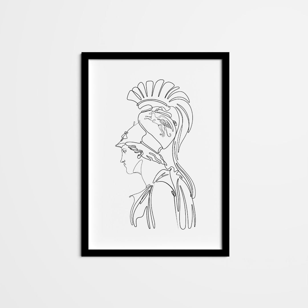Abstract Athena Line Drawing, Greek Goddess Mythology Minimal One Line ...