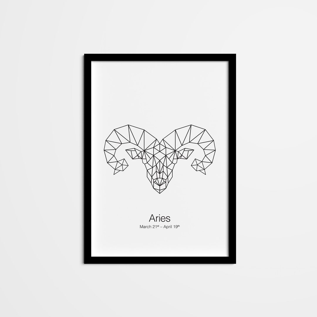 Aries Geometric Art Print, Horoscope Art, Zodiac Sign Printable Wall ...