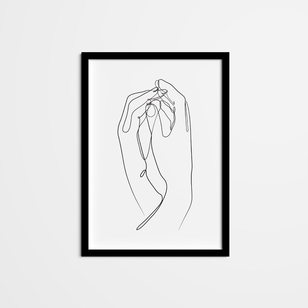 Abstract Hands Line Drawing Wall Art, One Line Minimalist Wall Decor ...