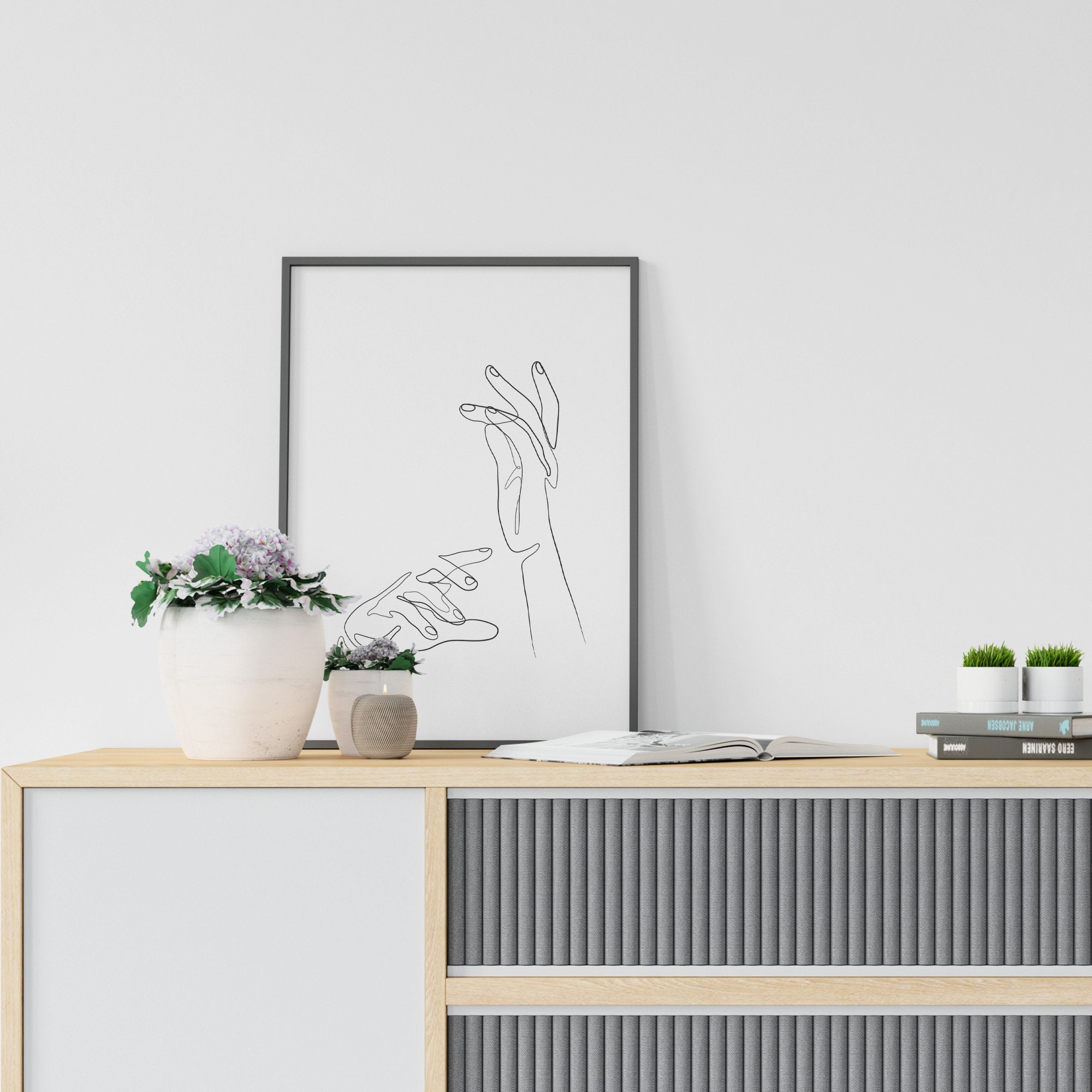 Abstract Woman's Hands Line Drawing Wall Art One Line - Etsy