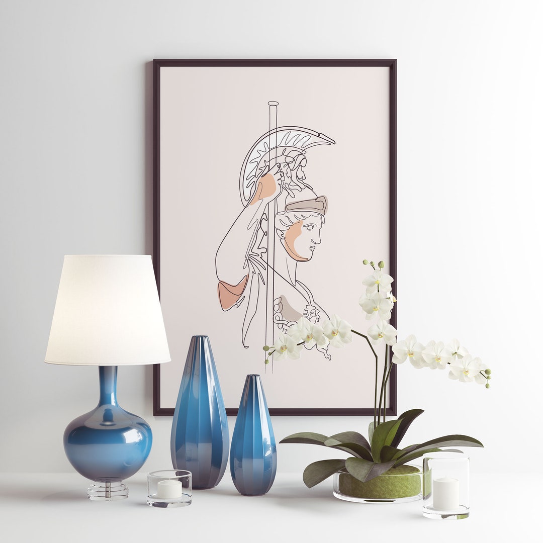 Abstract Athena Line Drawing UNFRAMED PRINT, Greek Goddess Mythology ...