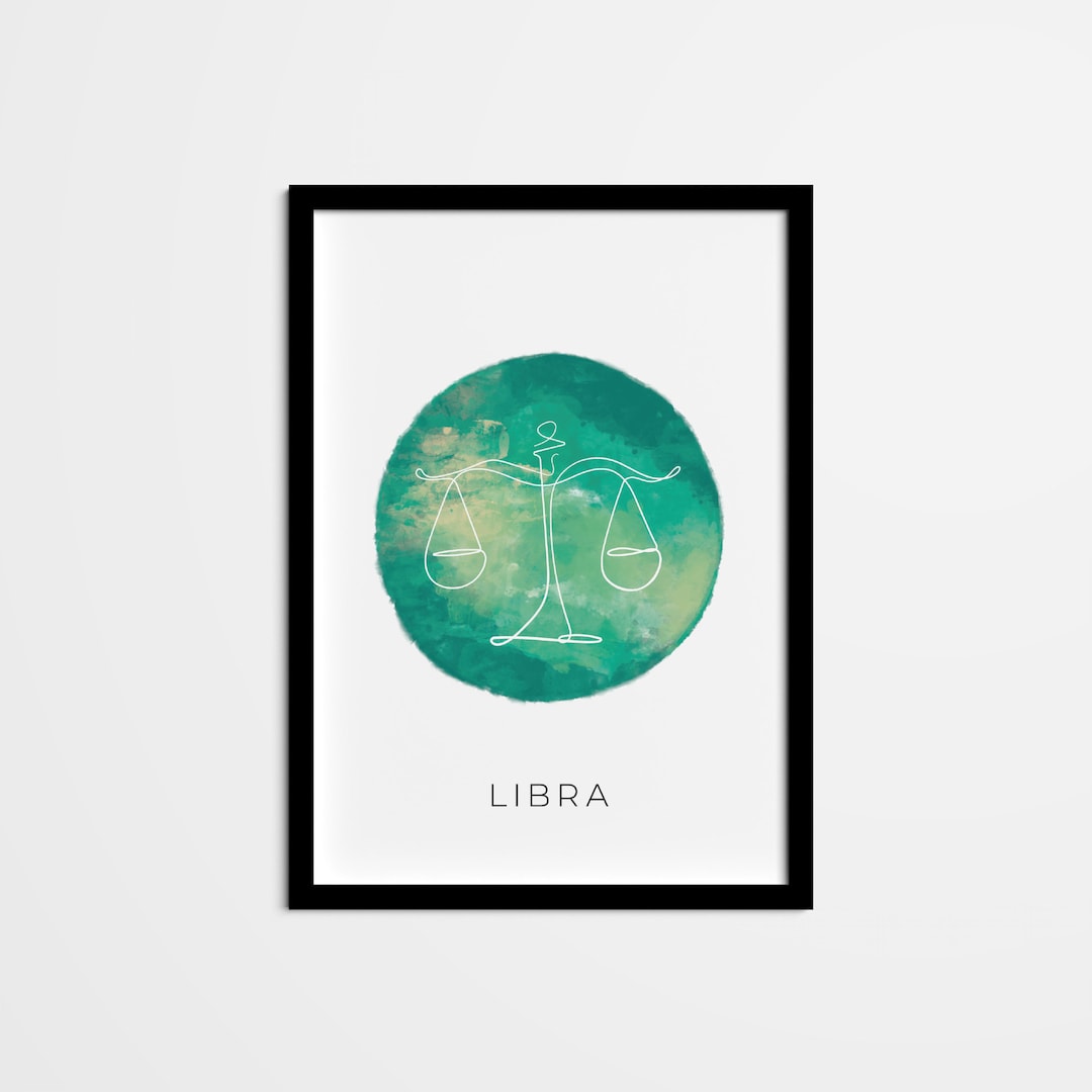 Abstract Libra Line Art Drawing, Horoscope Wall Art, Zodiac Sign ...