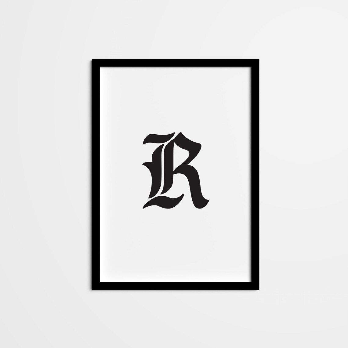 Alphabet Letter R Monogram Initial Wall Art, Minimalist Typography Wall ...