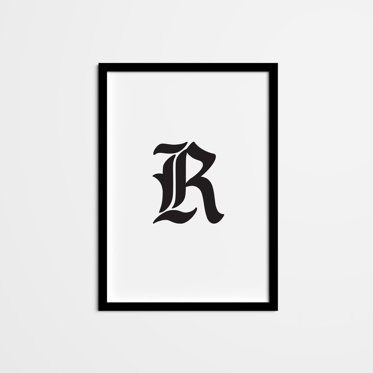 Alphabet Letter R Monogram Initial Wall Art, Minimalist Typography Wall ...